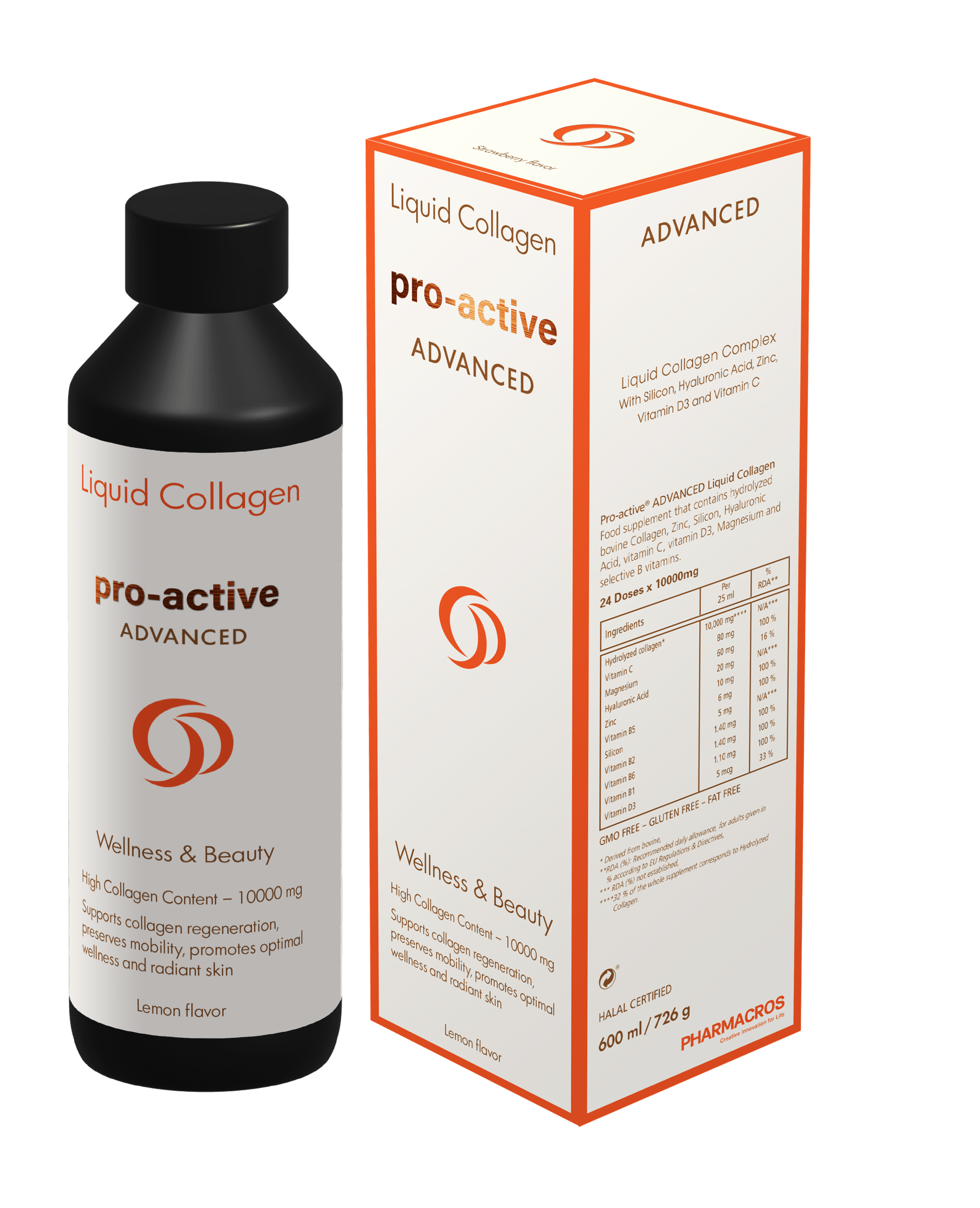 Pro Active Liquid Collagen - Lemon Flavour 600ml - 27Pinkx
